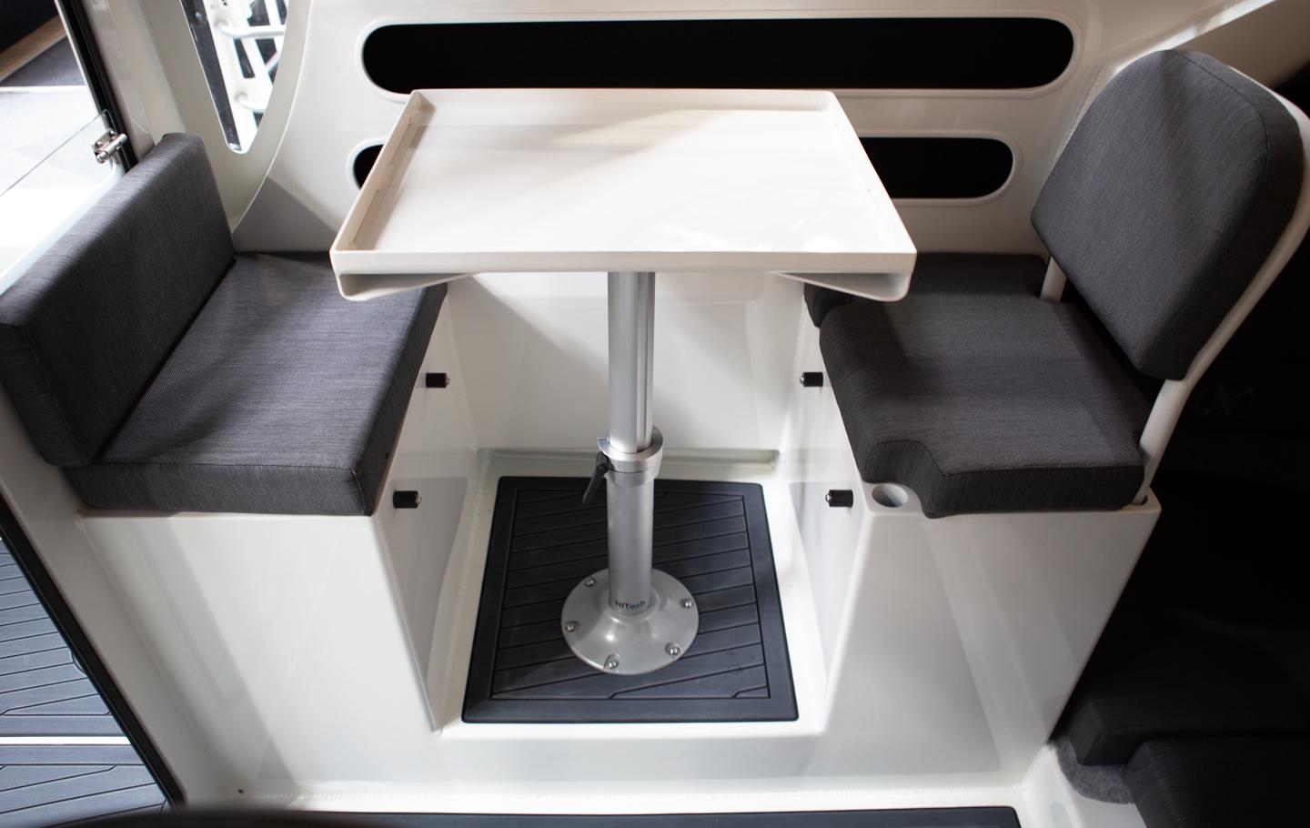 Inverloch Marine | Wheelhouse Drop Down Table Seating with Top Entry ...